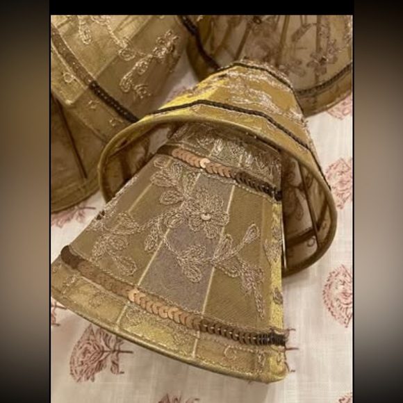 Accents | Empire Type Lamp Shades Golden Amber W Brown Flowering Ivy ...